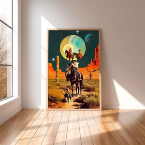 Collage Art Cowboy Poster Retro Futurism Art Space Art Space Cowboy ...