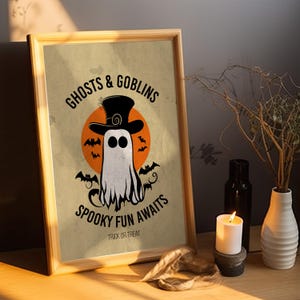 Ghost Halloween Poster - Retro Halloween Art Print - Digital Halloween ...