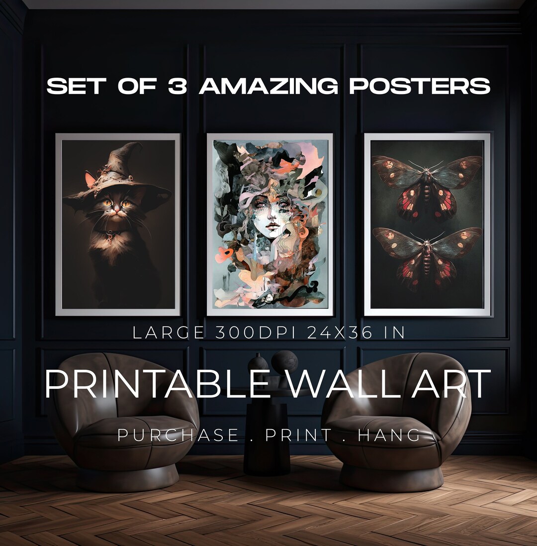 Witchy Wall Art Mystic Prints Set of 3 Printable Dark Art Gothic Home ...