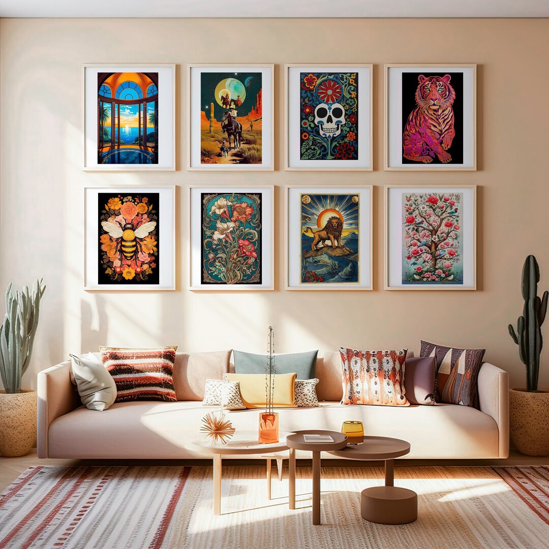 Boho Style Landscape Wall Art Set of 8 Digital Art Prints Mega Bundle ...