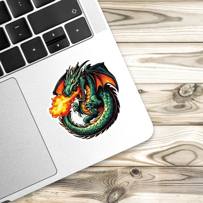 Awesome Fire Breathing Dragon Sticker Epic Fantasy Vinyl Sticker for ...