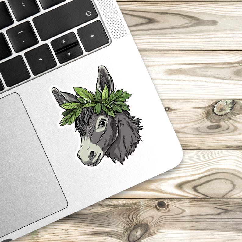 Cute Donkey Sticker – Adorable Donkey Vinyl Sticker for Laptops, Water ...