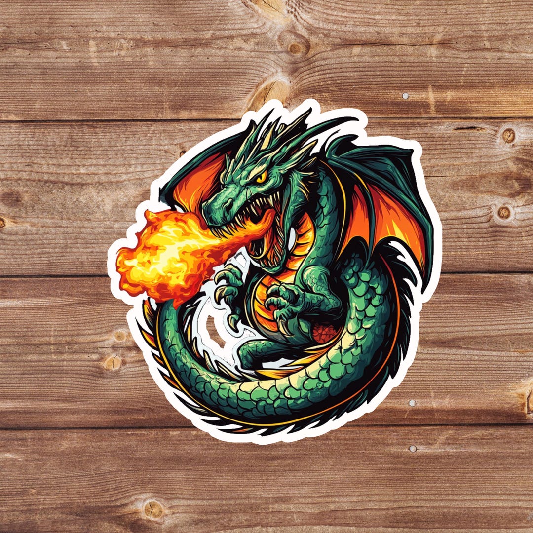 Awesome Fire Breathing Dragon Sticker – Epic Fantasy Vinyl Sticker for ...