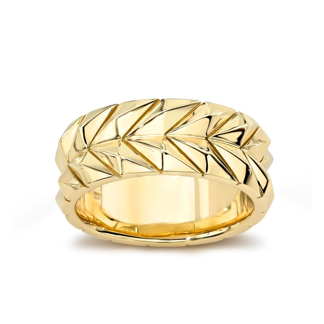14K Solid Gold Pyramid Ring I Spike Gold Ring I Studded Gold Ring I ...