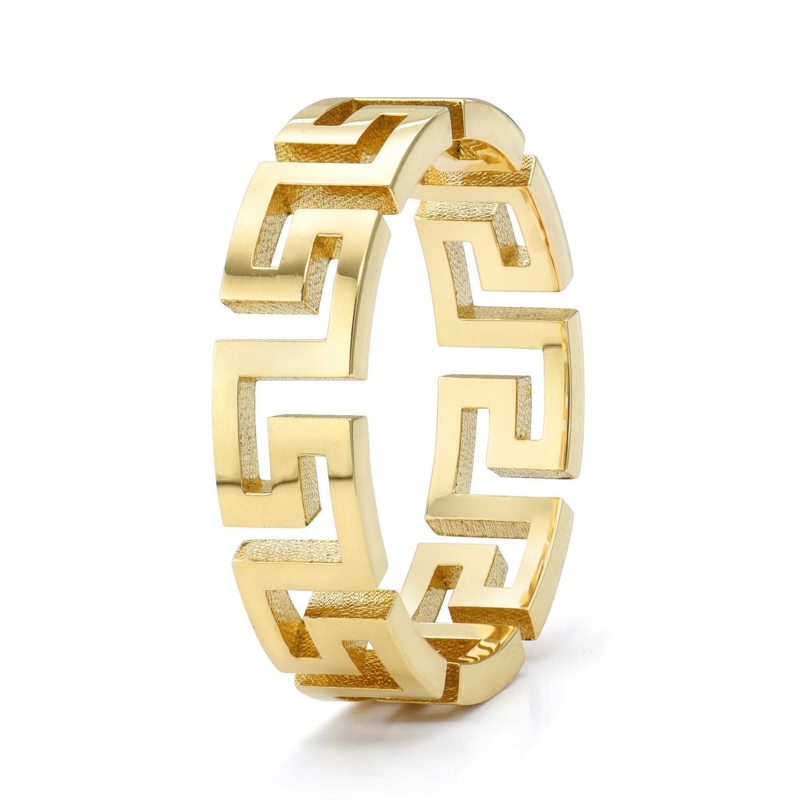 14K Gold Greek Key Ring I Geometric Greek Key Ring I Greek Key Jewelry ...