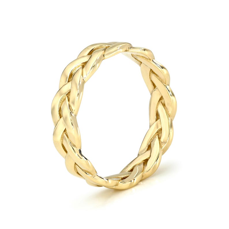 14K Solid Gold Braid Ring I 4.50 MM Wide Gold Twist Ring I Dainty ...