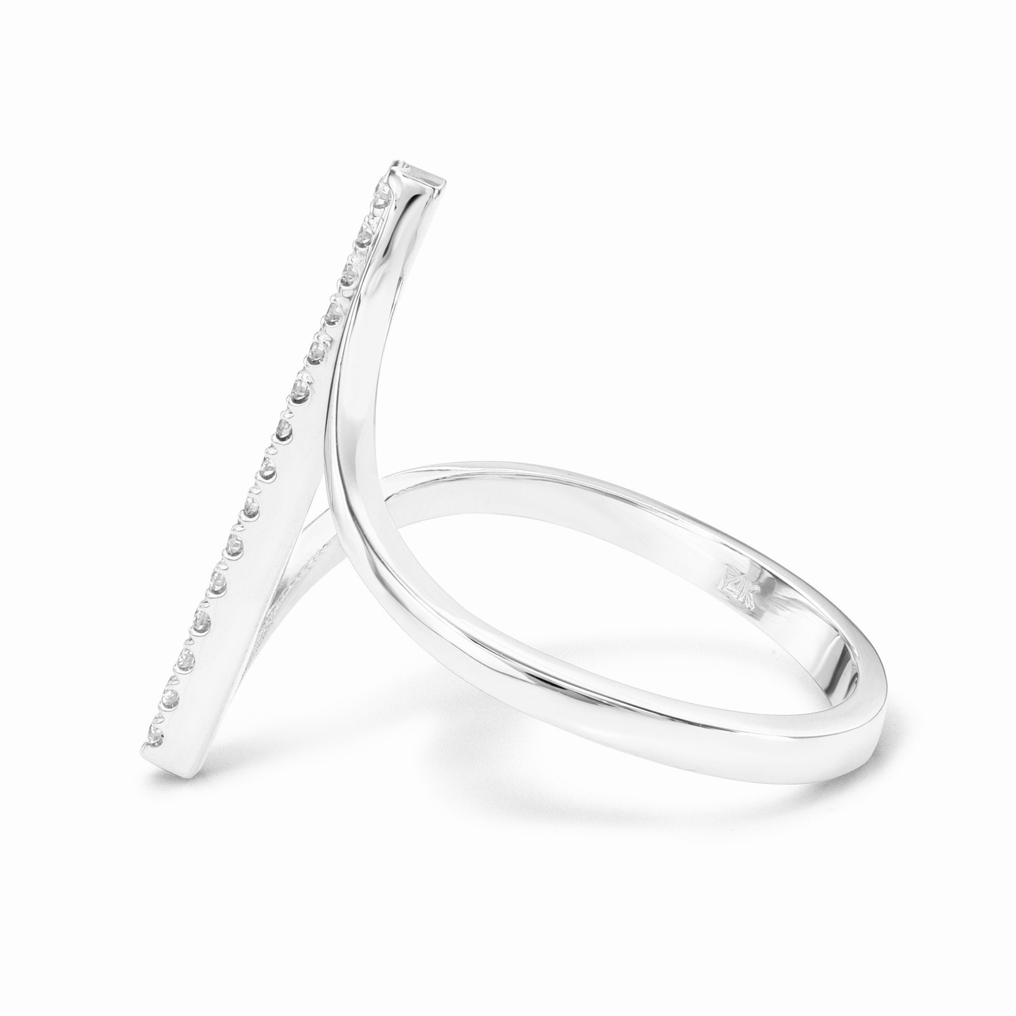14K 18K Diamond Bar Ring I French Pave Diamond Bar Ring I - Etsy
