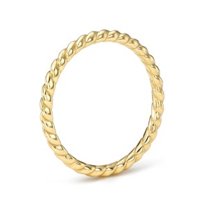 14K Solid Gold Braided Rope Ring I Dainty Rope Ring I Womens Braided Rope Ring I Twist Ring I ...
