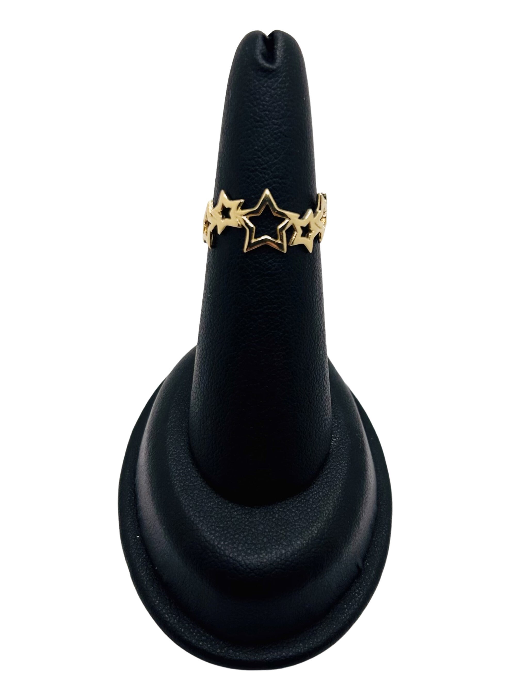 14k Gold Jewelry Real Gold Star Ring Solid Gold Thin Ring Fashion Fine ...