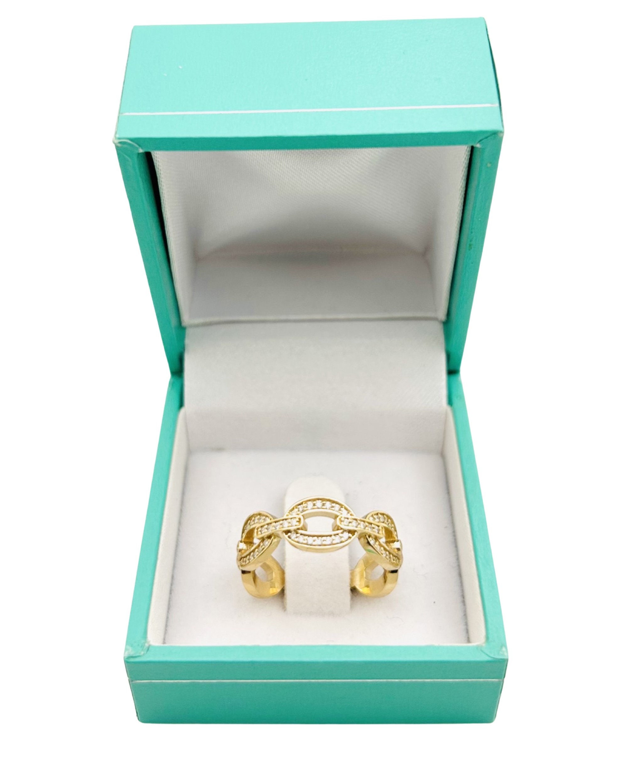 14K Gold Chain Ring I Women Diamond Link Ring I Dainty Diamond - Etsy