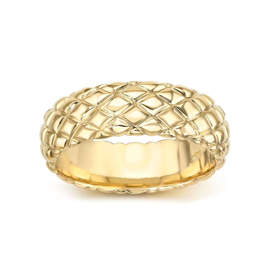 14K Solid Gold Snake Skin Ring I 6.00 MM Wide Pattern Band I Promise ...