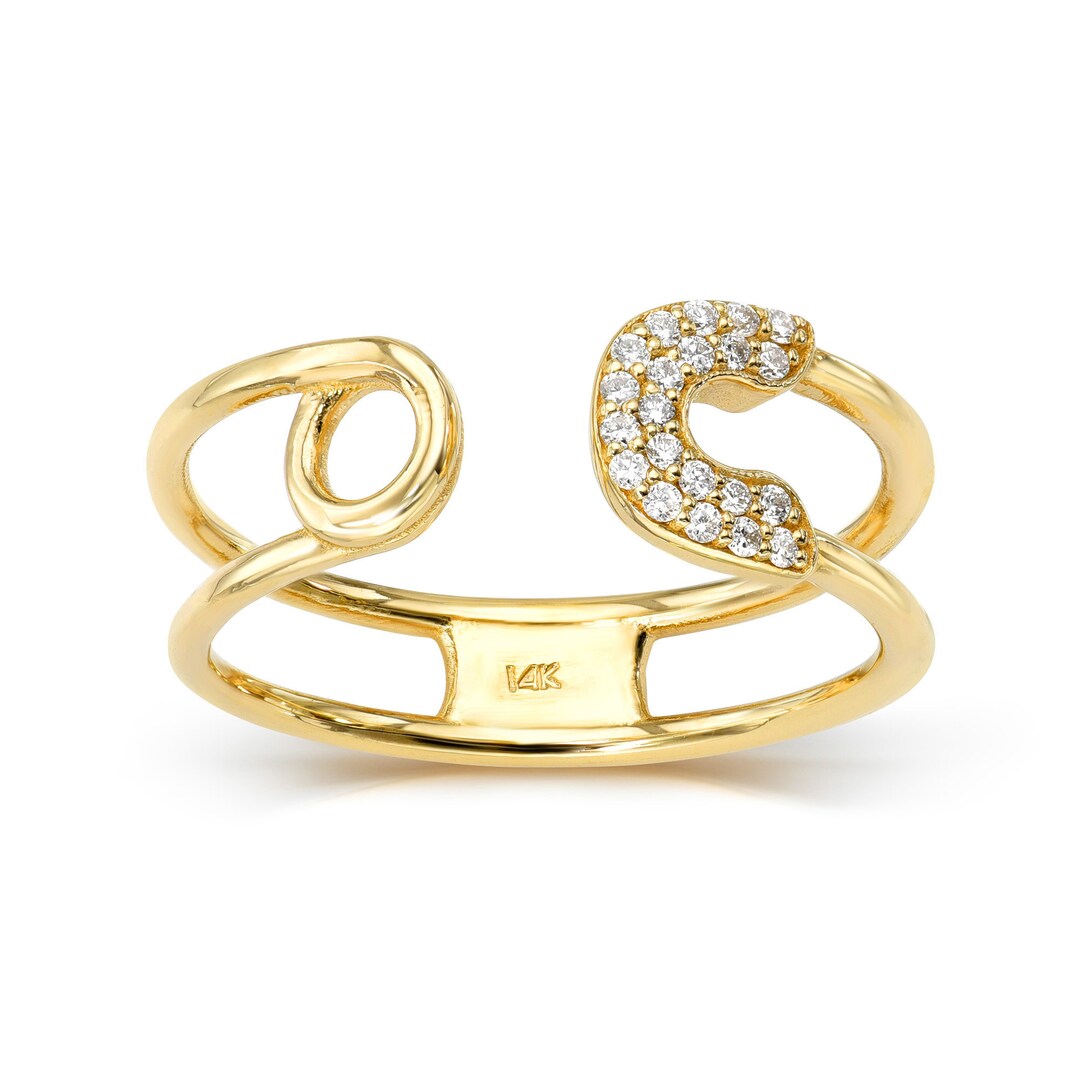 14K Gold Paperclip Chain Ring I Gold Chain Ring, Dainty Chain Ring I ...