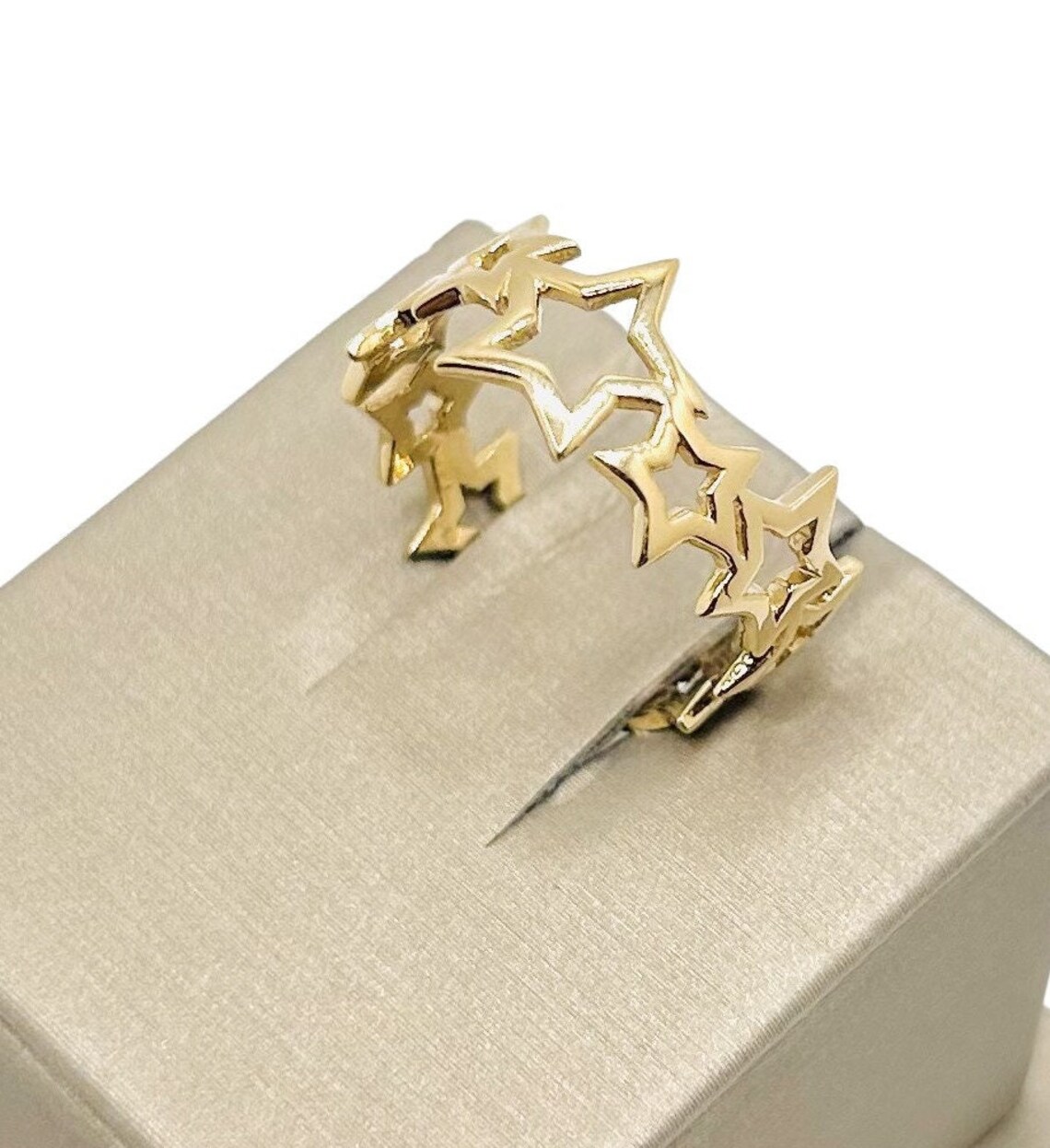 14k Gold Jewelry Real Gold Star Ring Solid Gold Thin Ring Fashion Fine ...