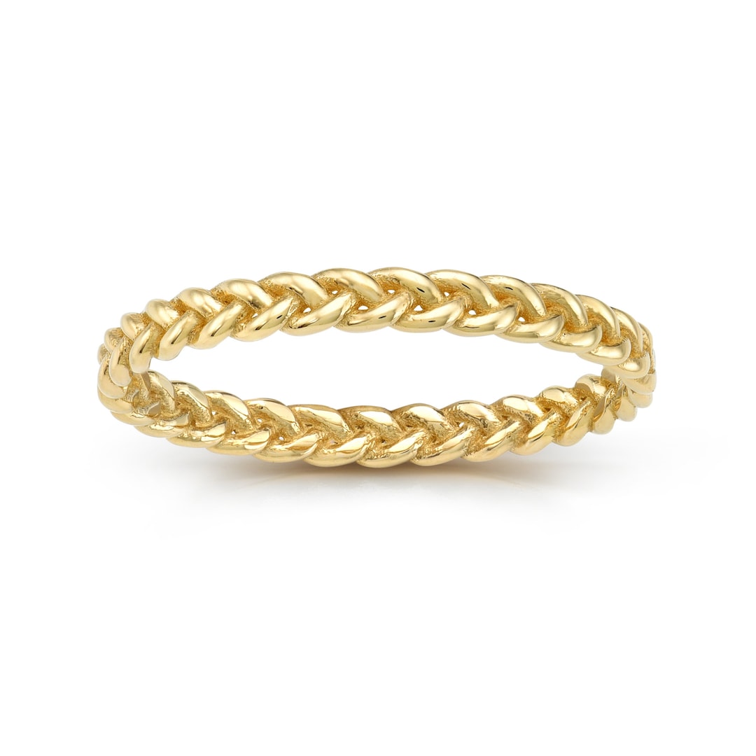14K Womens Gold Braided Twist Ring I 2.30 MM Wide Band I 14K Solid Gold Twist Rope Ring I Twist ...