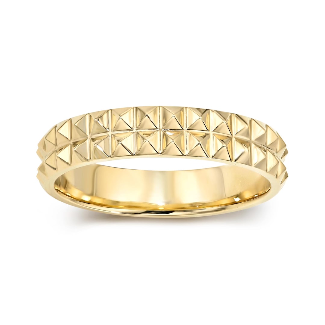14K Gold Pyramid Eternity Ring I 4MM Wide Gold Spike Ring I Pyramid ...