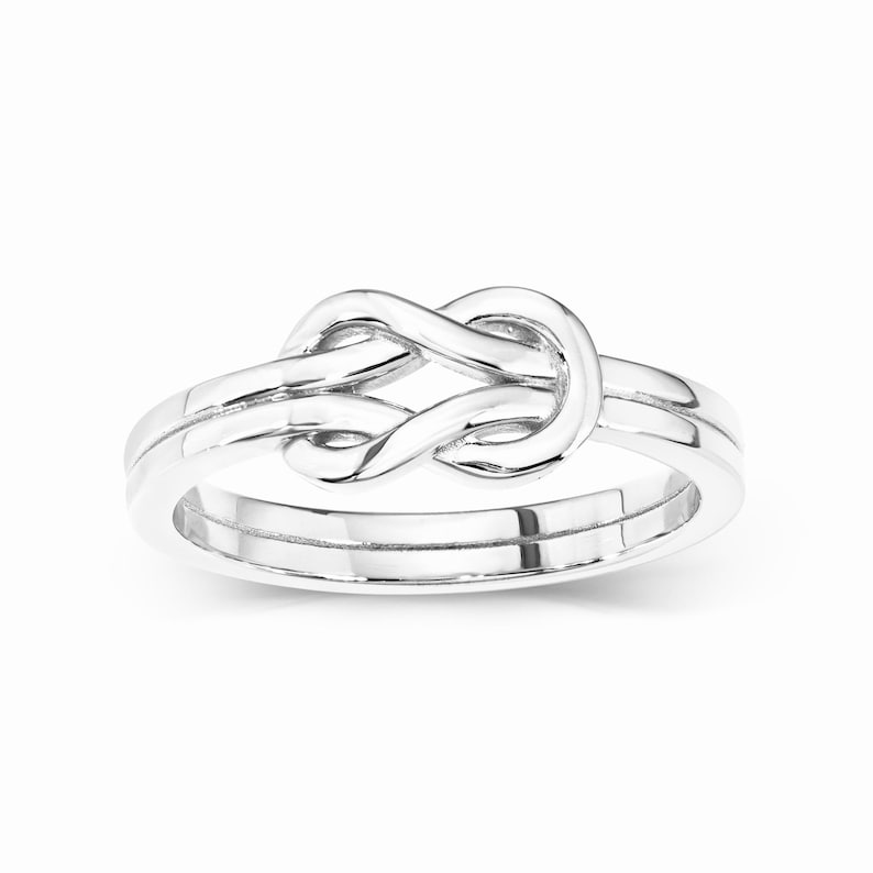 14K Solid Gold Knot Ring I Mother and Daughter Love Knot Ring I Chain ...
