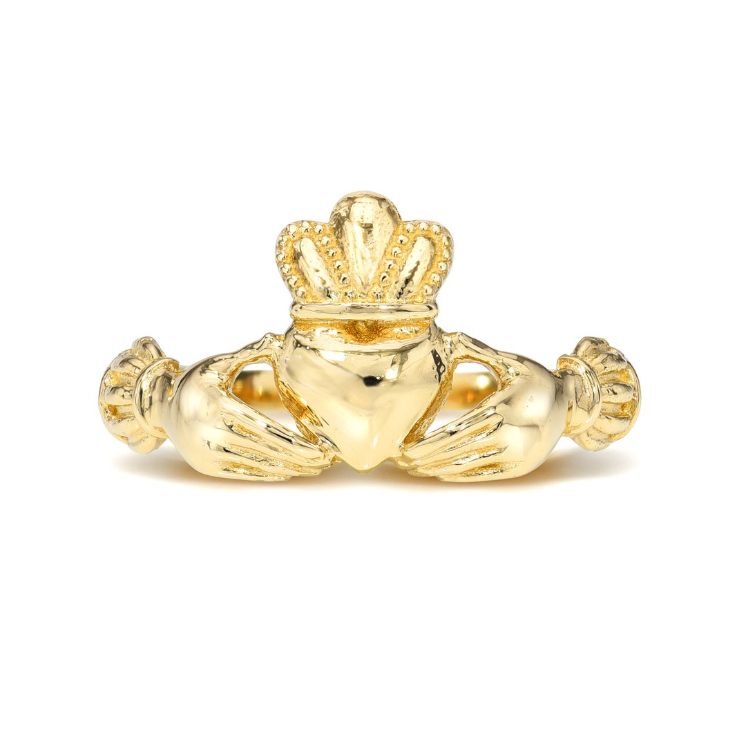 14K Yellow Gold Claddagh Ring I Irish Claddagh Ring I Irish Crown Ring ...
