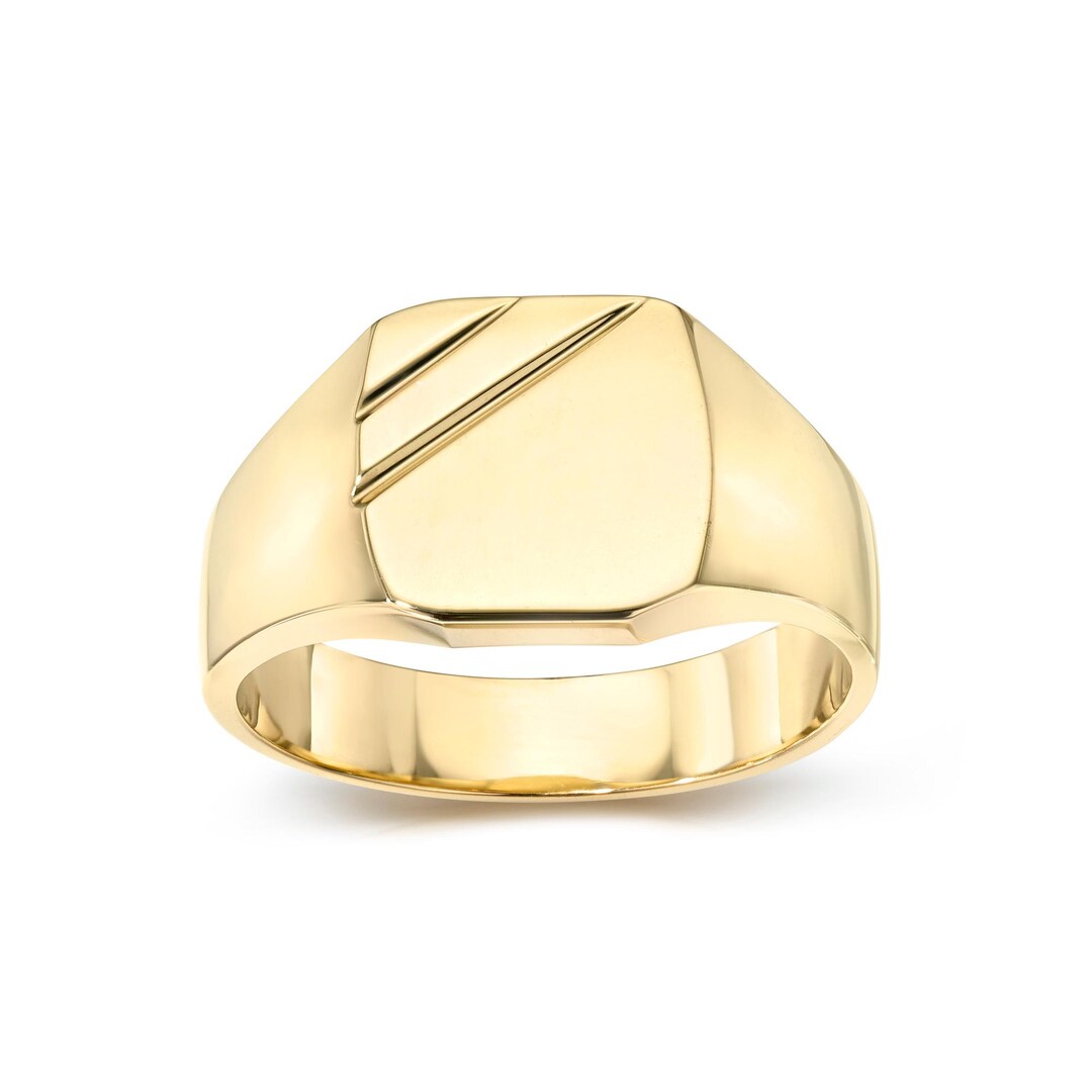 14K Solid Gold Signet Ring I Mens Gold Ring I Signet Gold Ring I Custom ...
