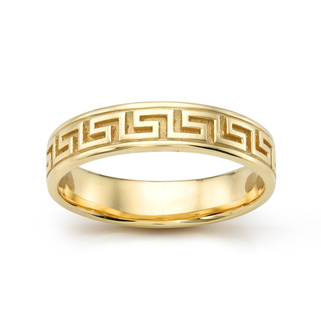 14K Gold Greek Key Ring I 5 MM Wide Gold Greek Ring I Greek Key Jewelry ...