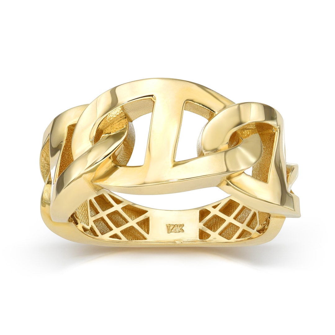 14K Gold Cuban Ring I Link Chain Ring I Fashionable Cuban Ring I Men ...