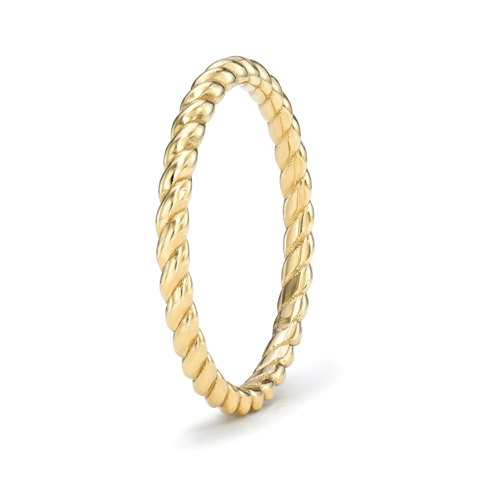 14K Solid Gold Braided Rope Ring I Dainty Rope Ring I Womens Braided ...