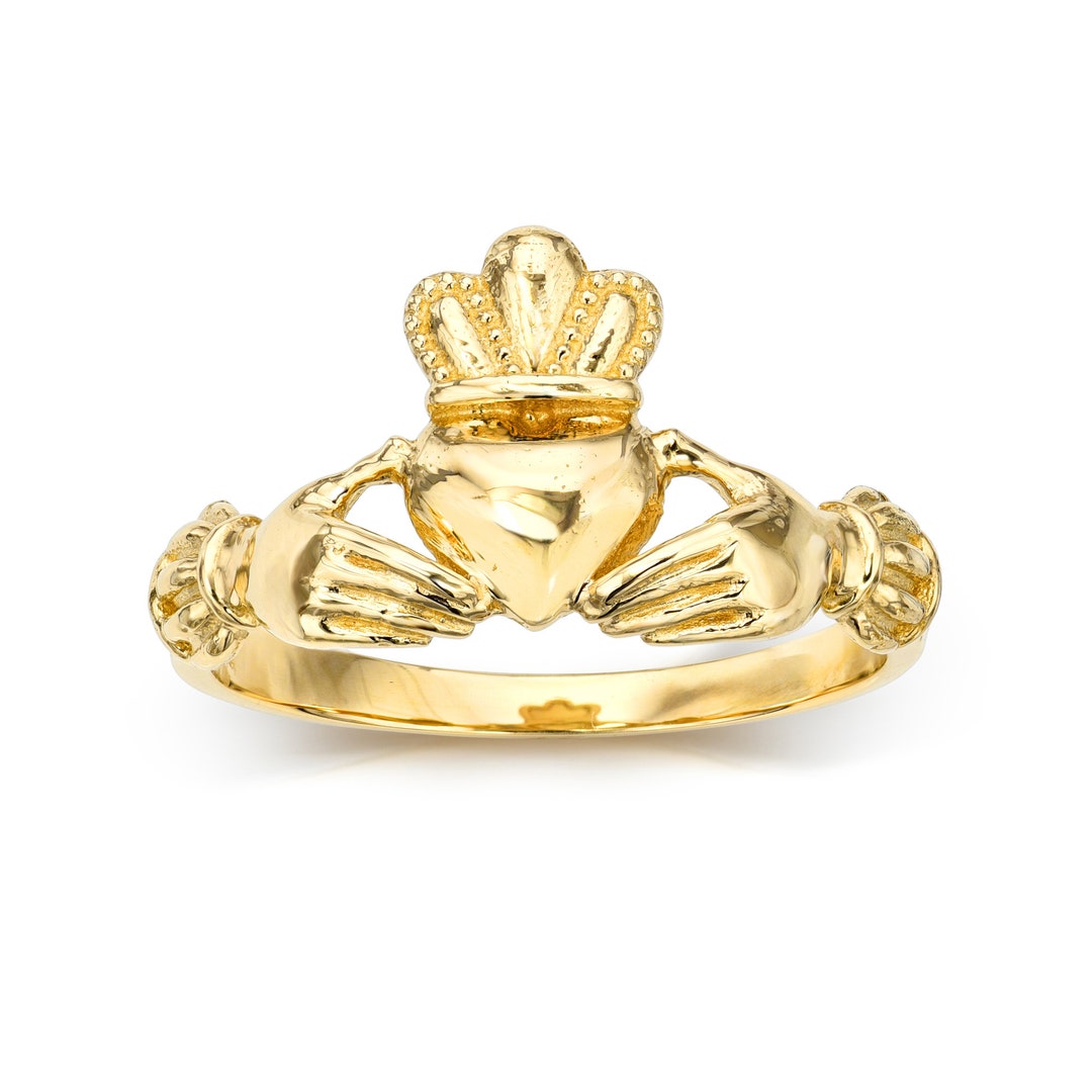 14K Yellow Gold Claddagh Ring I Irish Claddagh Ring I Irish Crown Ring ...