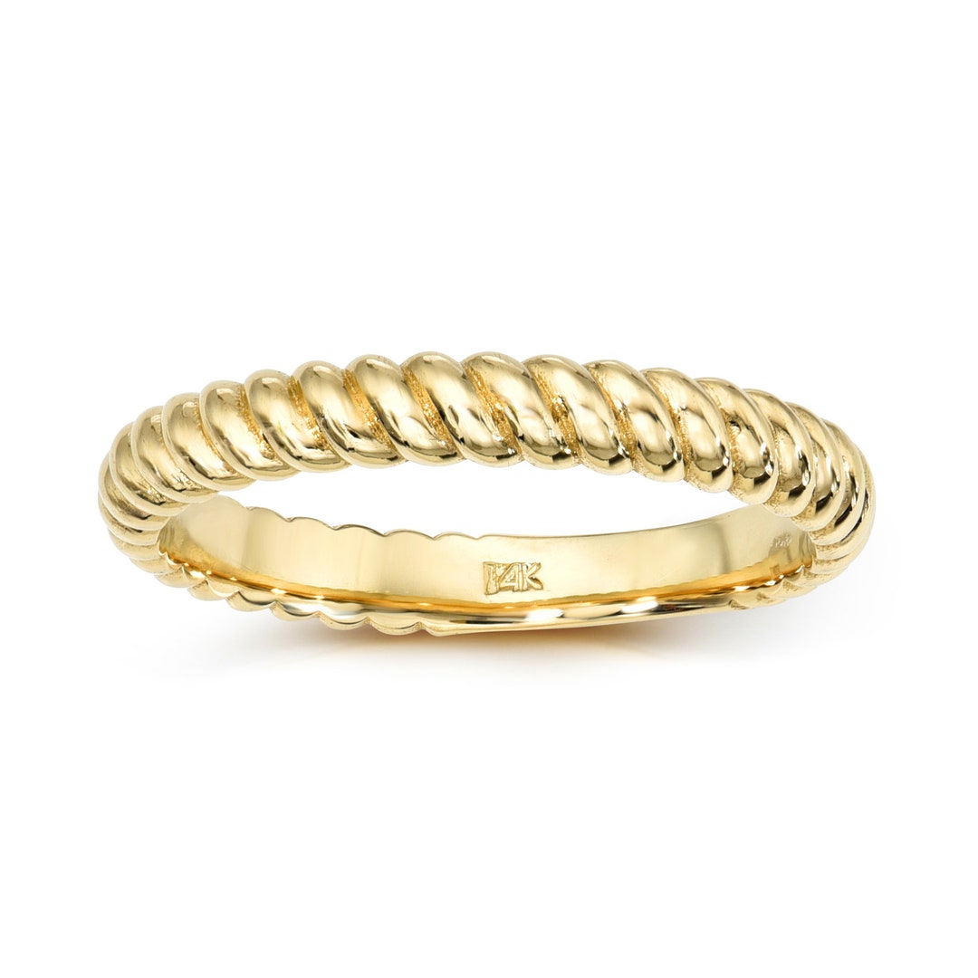 14K Solid Gold Twist Ring I Braided Ring I Beautiful Solid Gold Promise ...