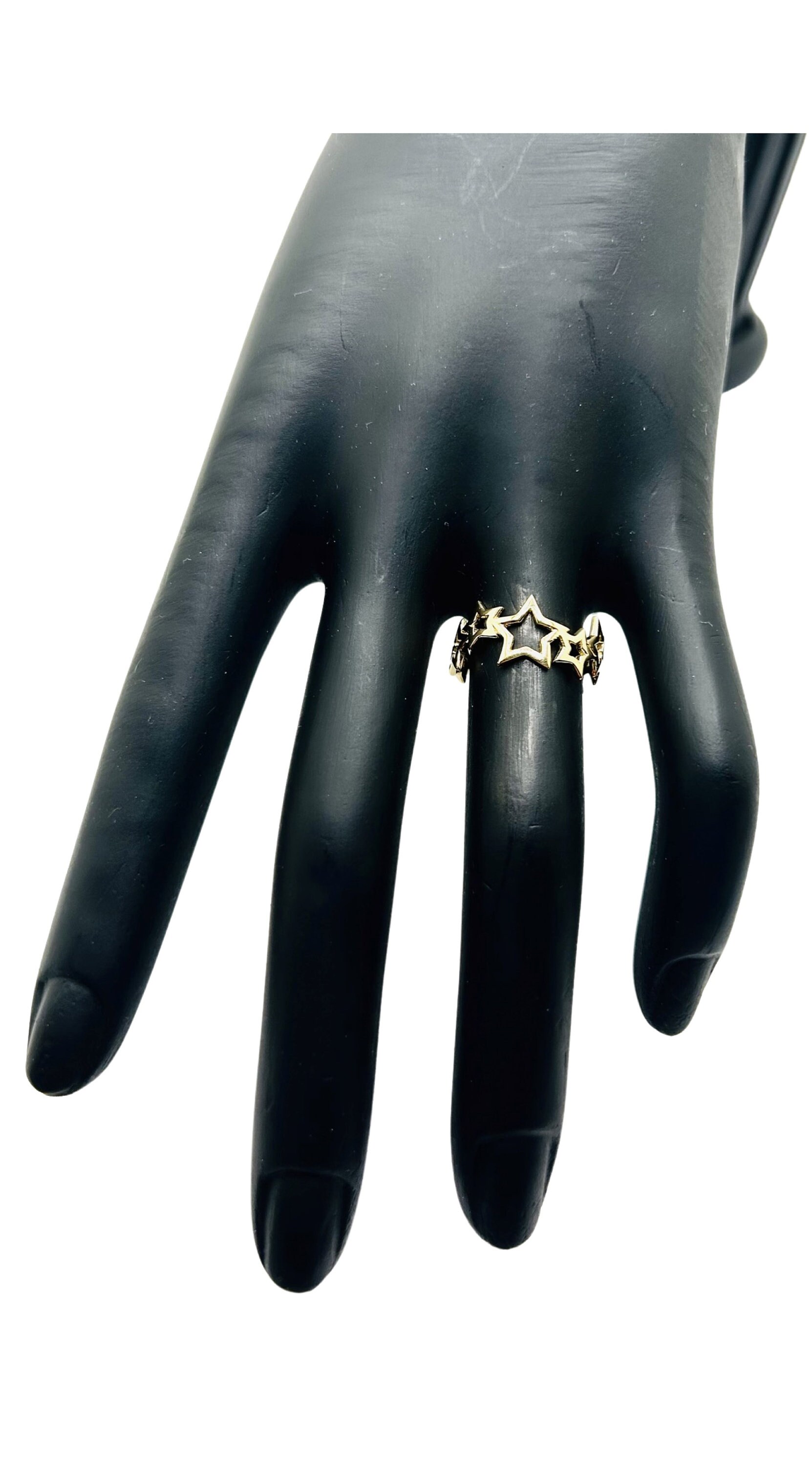 14k Gold Jewelry Real Gold Star Ring Solid Gold Thin Ring Fashion Fine ...