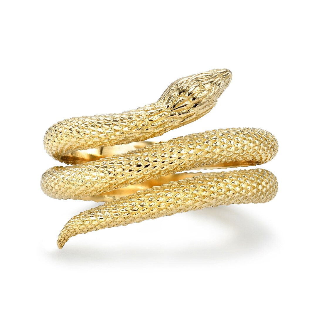 14K Solid Gold Spiral Snake Ring I Cobra Snake Ring I Snake Lovers Ring I Snakeskin Ring I Snake ...