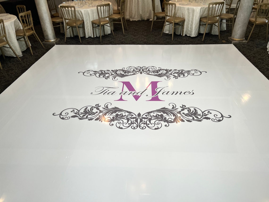 Custom Wedding Dance Floor Decal Wrap - Monogram Vinyl Print - Etsy