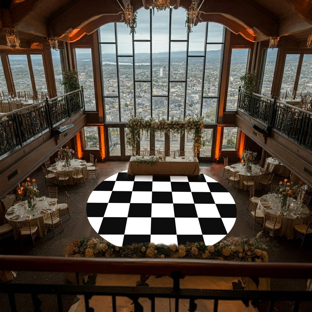 Circular Black and White Checkerboard Decal Dance Floor Wrap| Removable ...