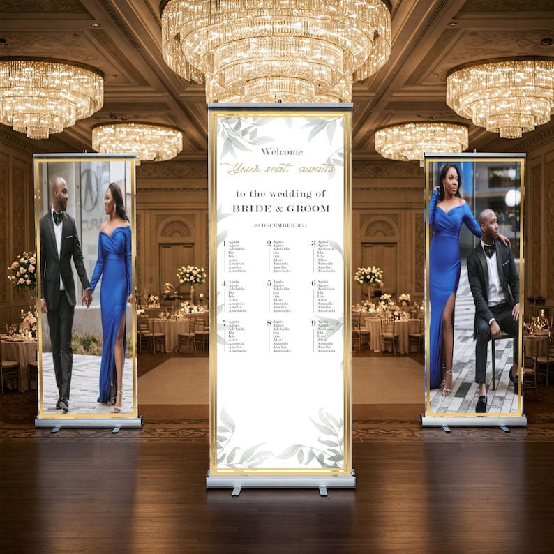 Custom Wedding Seating Chart Retractable Banner, Photo Display (33x80 ...
