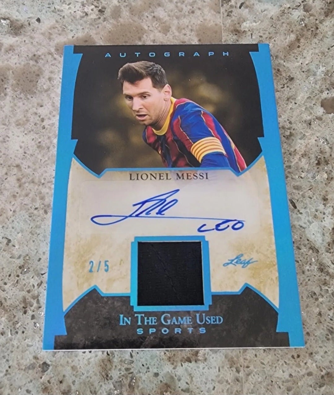 Lionel Messi Autographed + Match Worn Patch Leaf Card - Etsy