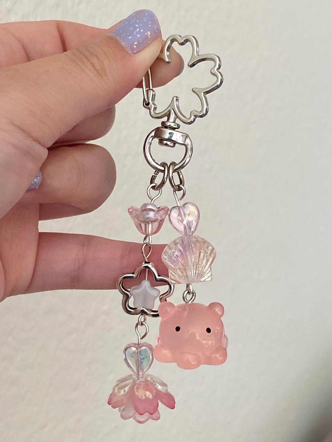 Flapjack Octopus Keychain, Pink Octopus, Kawaii, Cute, Cherry Blossoms ...