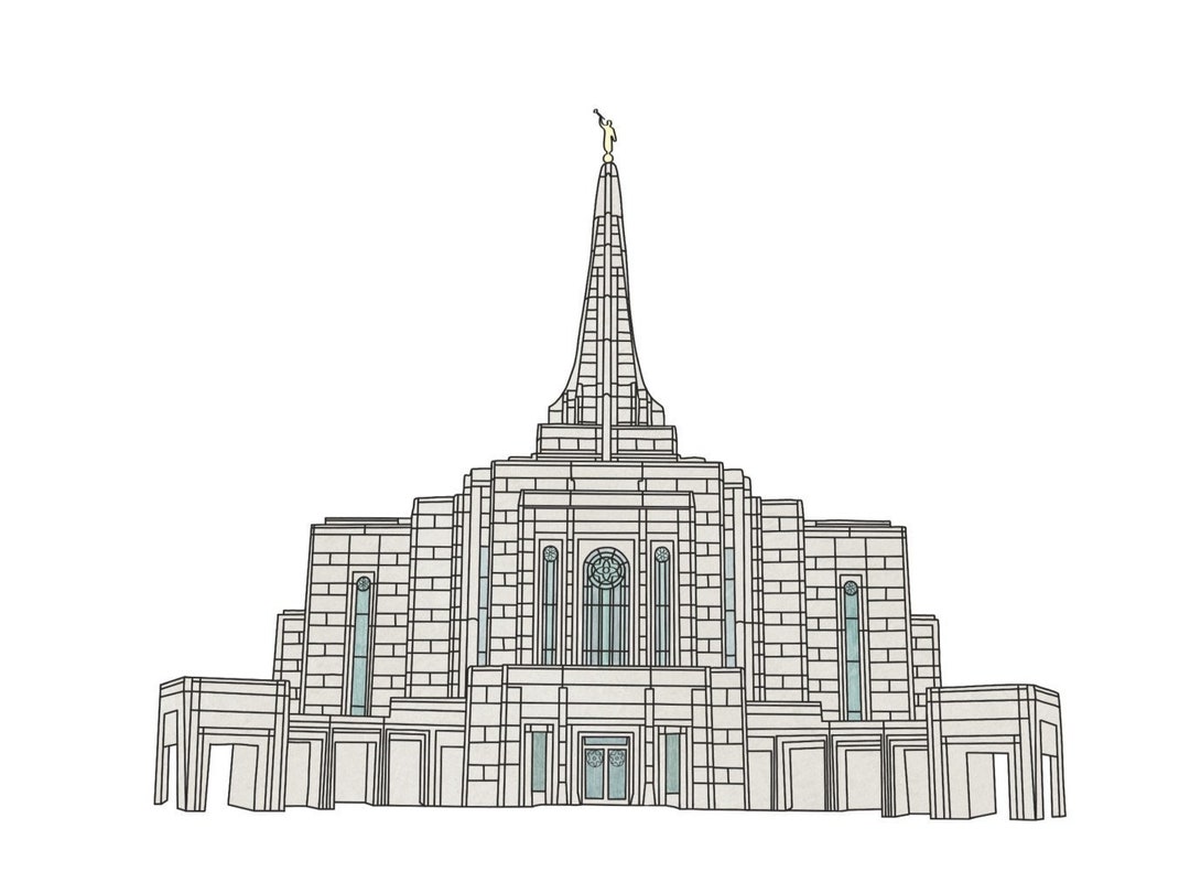 Hand Drawn Gilbert LDS Temple - Digital Download - Etsy