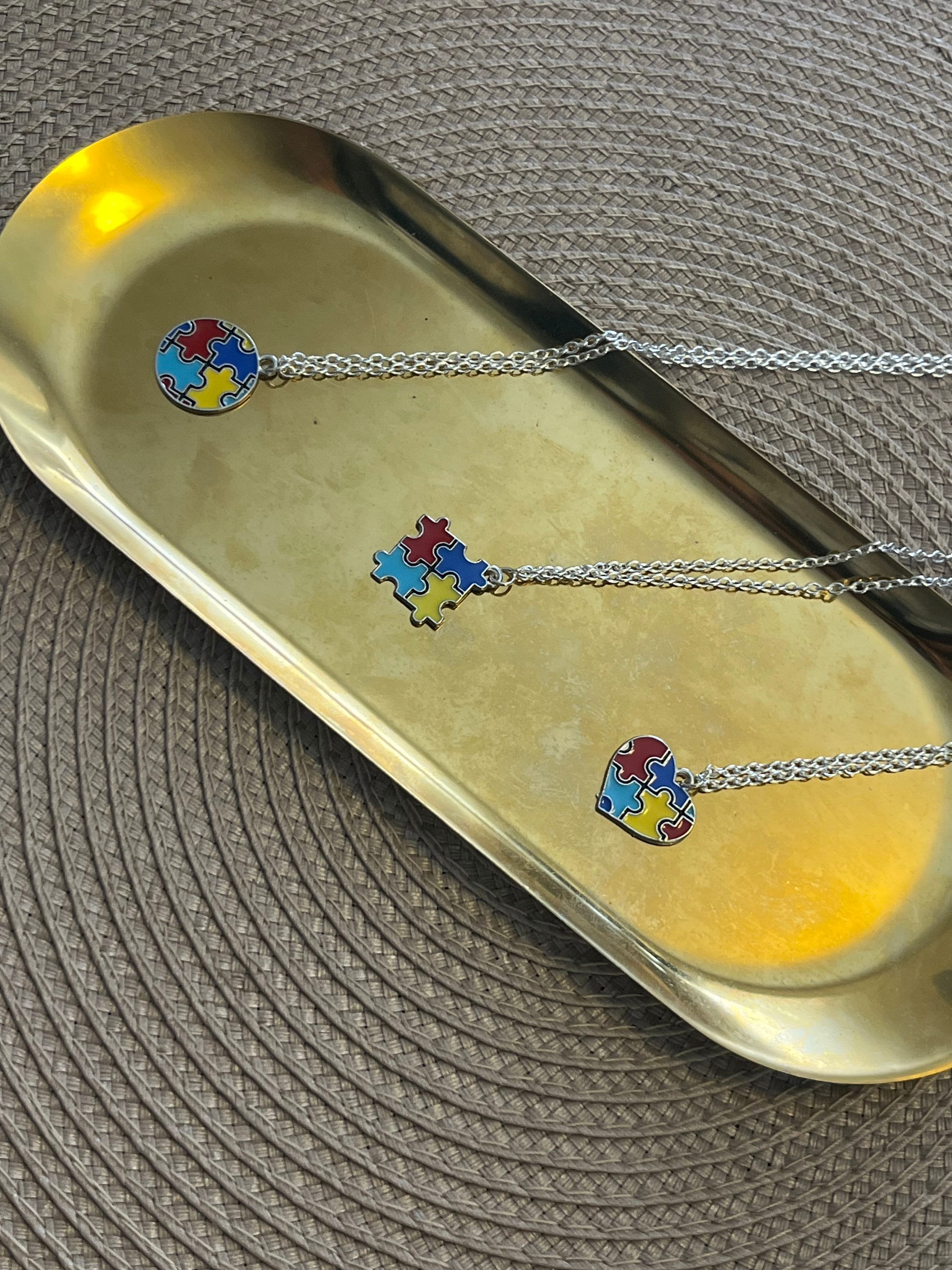 Jigsaw Puzzle Piece Necklace for Autism Awareness, Autism Acceptance ...