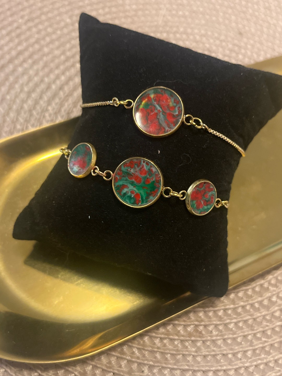 Crayon Marble Adjustable Bracelet Box Chain Round Pendant Art - Etsy