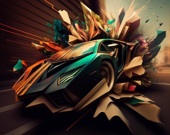 Lamborghini AI Printable, AI Generated Car Art Print, Lamborghini Wall Art, Luxury Car Wall Art ...