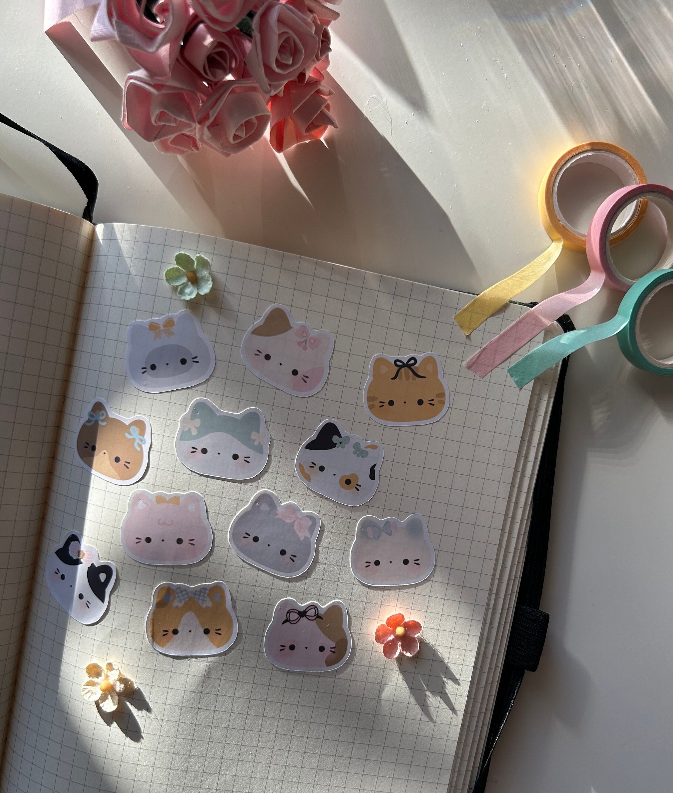Coquette Cats Sticker Sheet for Journals/planners/diaries Cute Animal ...