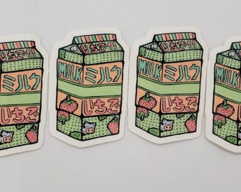 Strawberry Cat Sticker Kawaii Milk Sticker Cute Milk Carton Sticker ...