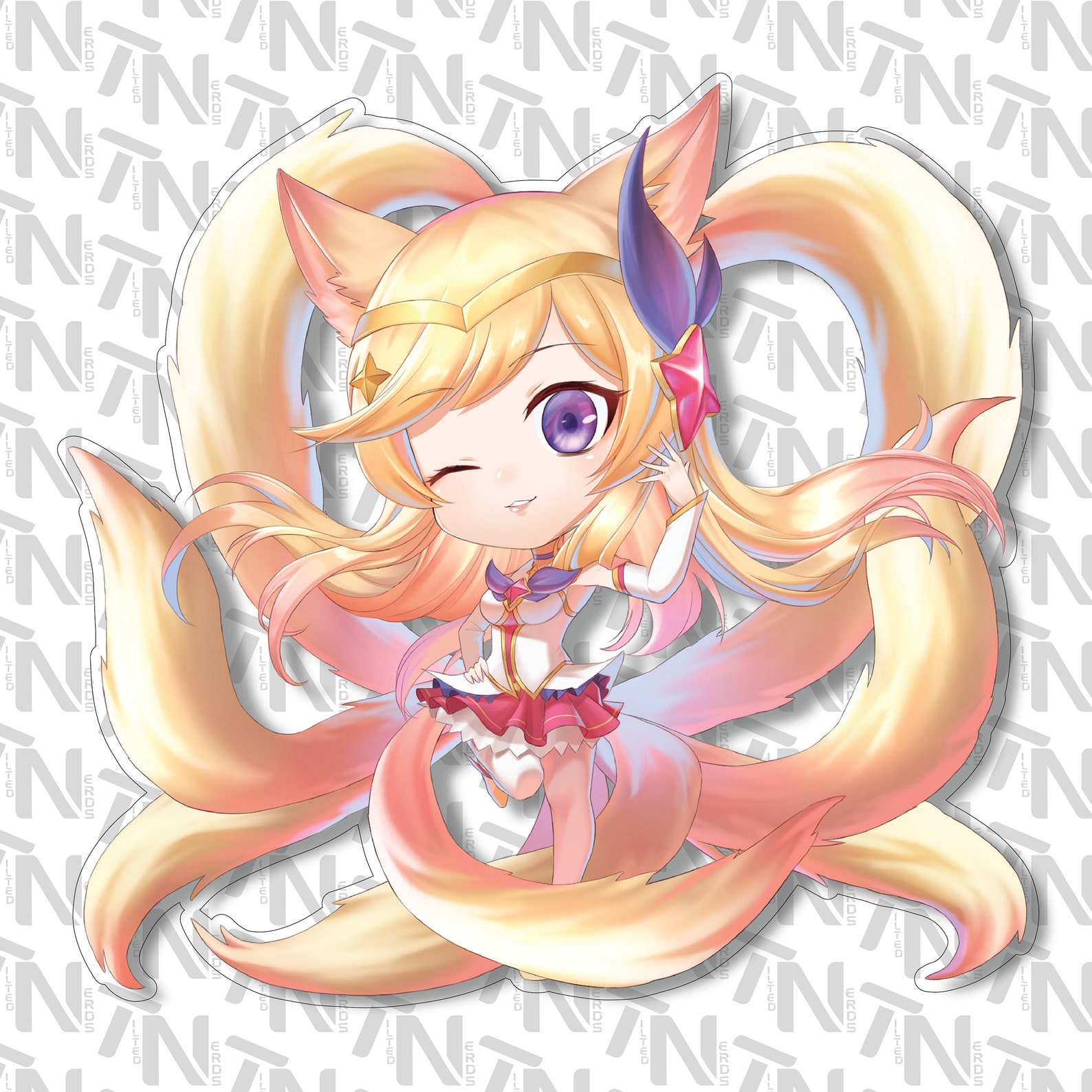 League of Legends - Ahri Chibi Fanart| Clear Vinyl Sticker | Water ...