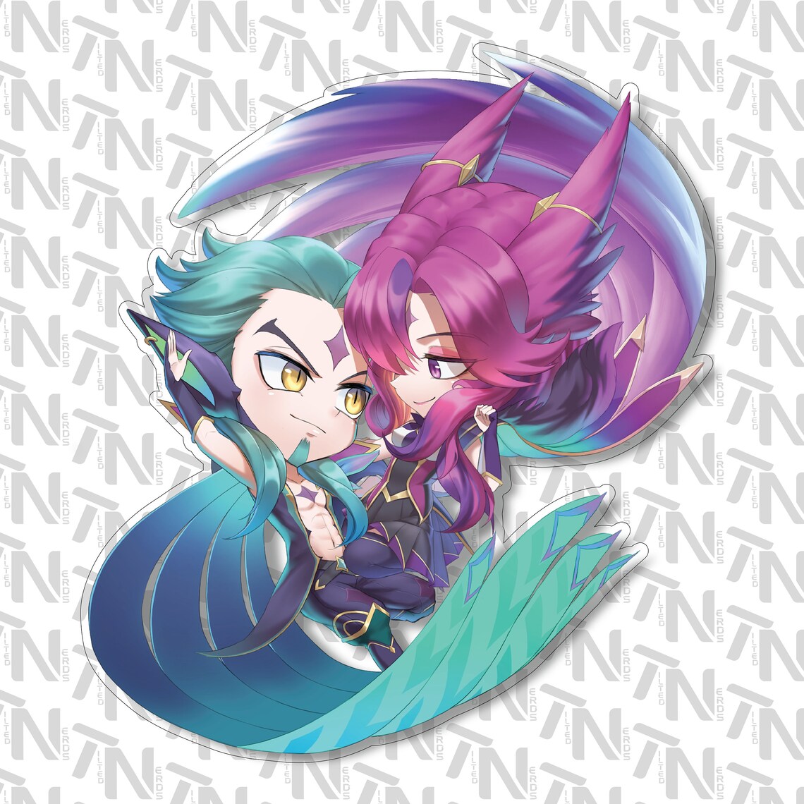 League of Legends Xayah Rakan Chibi Sticker – Hand Drawn Fanart Laptop ...