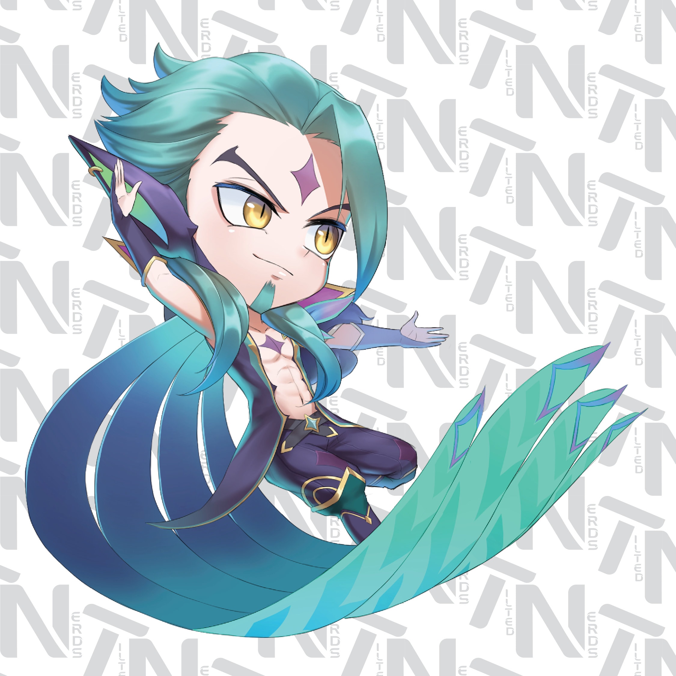 League of Legends Rakan Chibi Sticker – Hand Drawn Fanart Laptop Decal ...