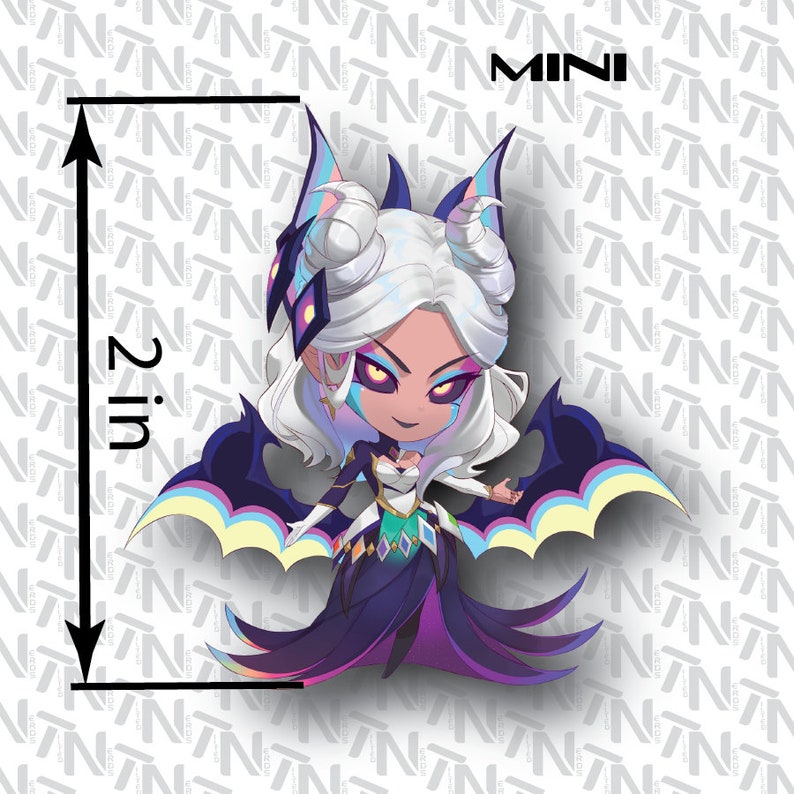 League of Legends Morgana Chibi Fanart Clear Vinyl Sticker Water Bottle ...