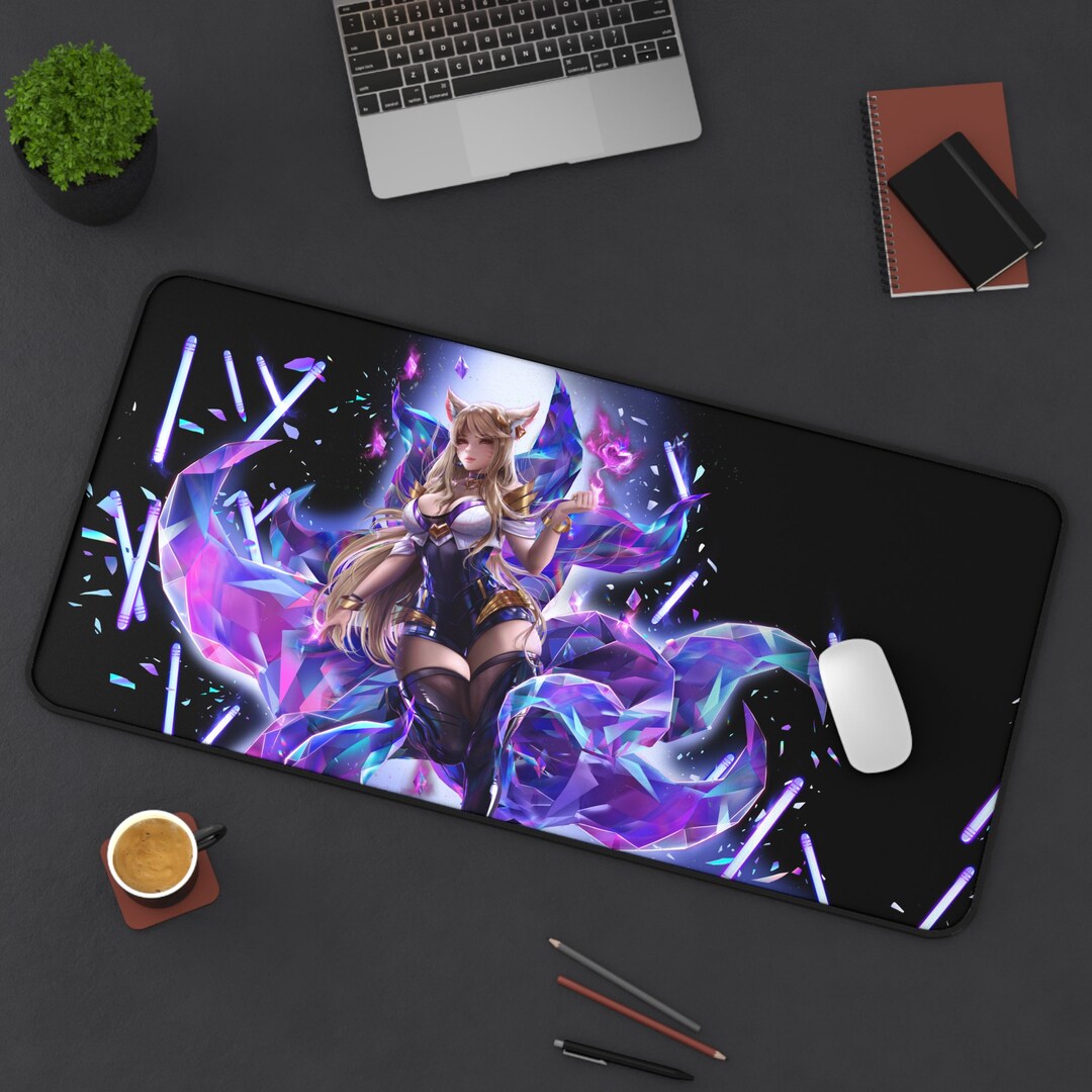 League of Legends Ahri KDA Fan Art XL Desk Mat 15 H X 31 w Anti Slip ...