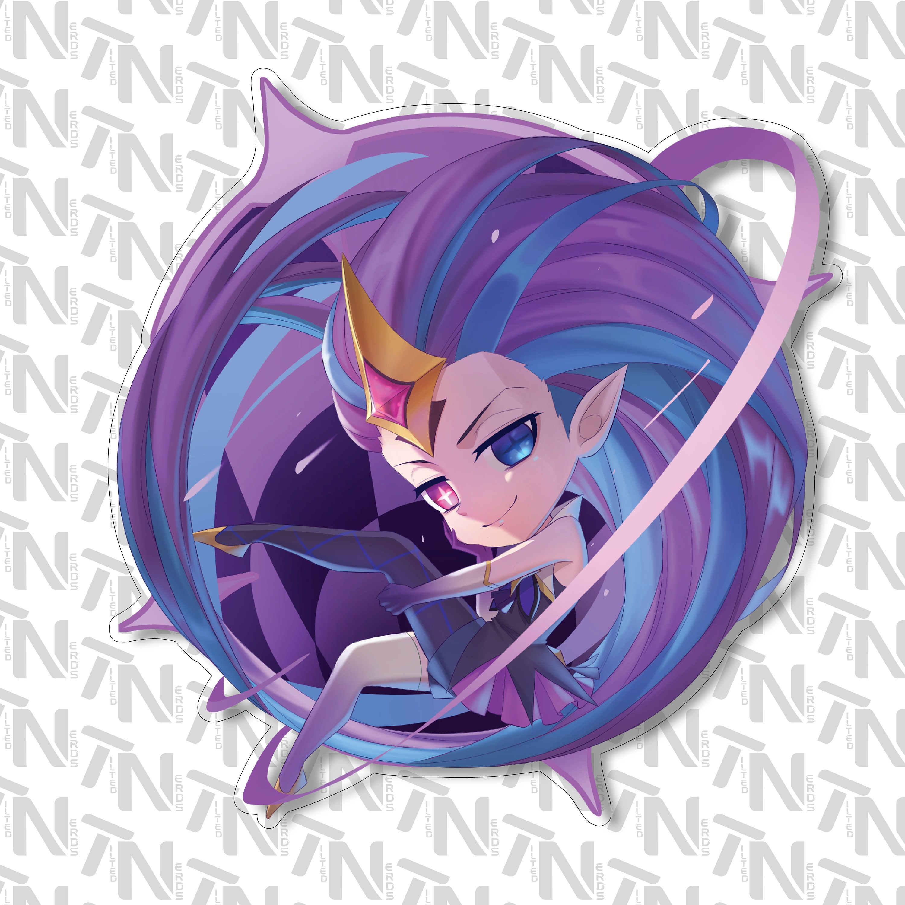 League of Legends Zoe Chibi Fanart Clear Vinyl Sticker Water Bottle ...
