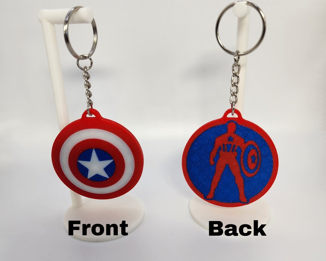 Captain America Keychain 3D Printed - Double Sided - Etsy