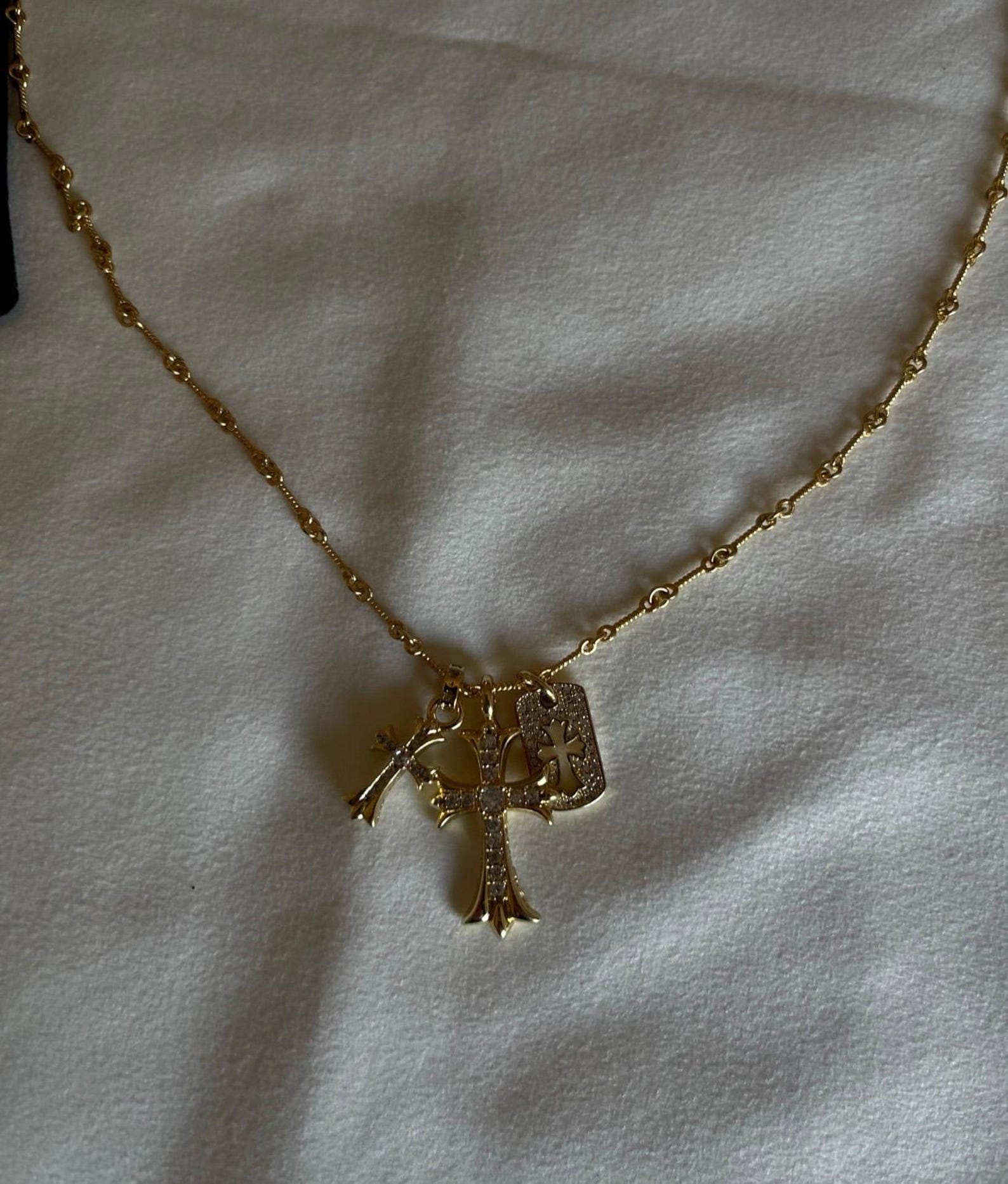 CH Gold Cross and Dog Tag Necklace - Etsy