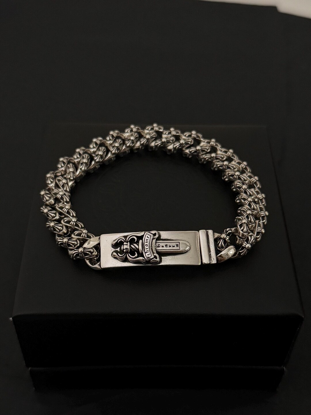 CH Dagger Bracelet Detailed With Crosses Y2k Gothic .925 CH Dagger Bracelet Detailed With Crosses Y2k Gothic .925