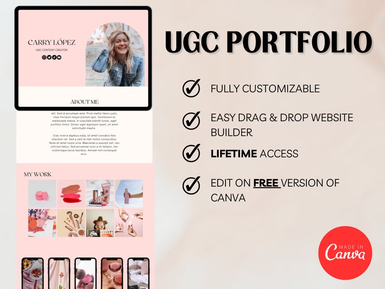 UGC PORTFOLIO TEMPLATE| Ugc Website | Canva Website| Instant Download ...